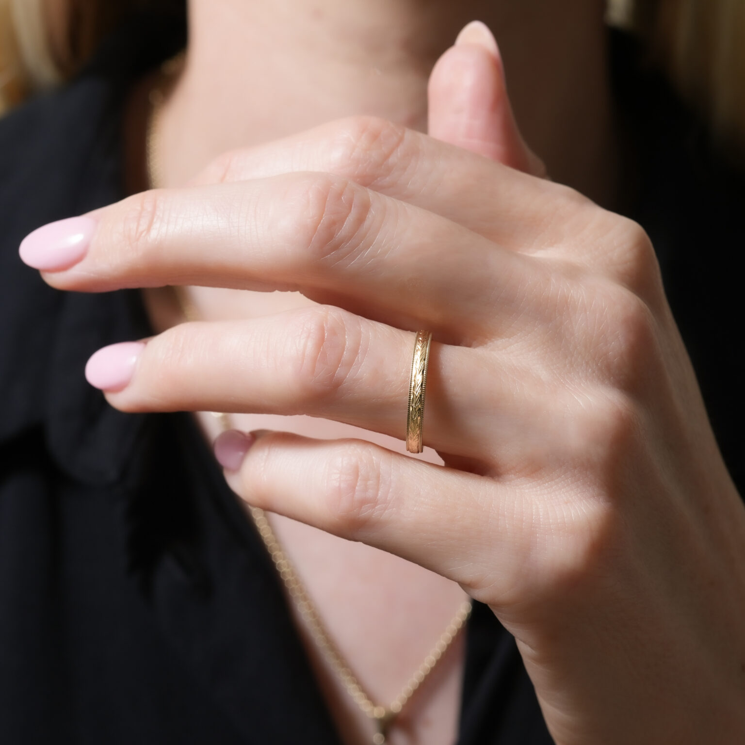 Hand Engraved Wedding Band - Adelaide Band - Do Amore