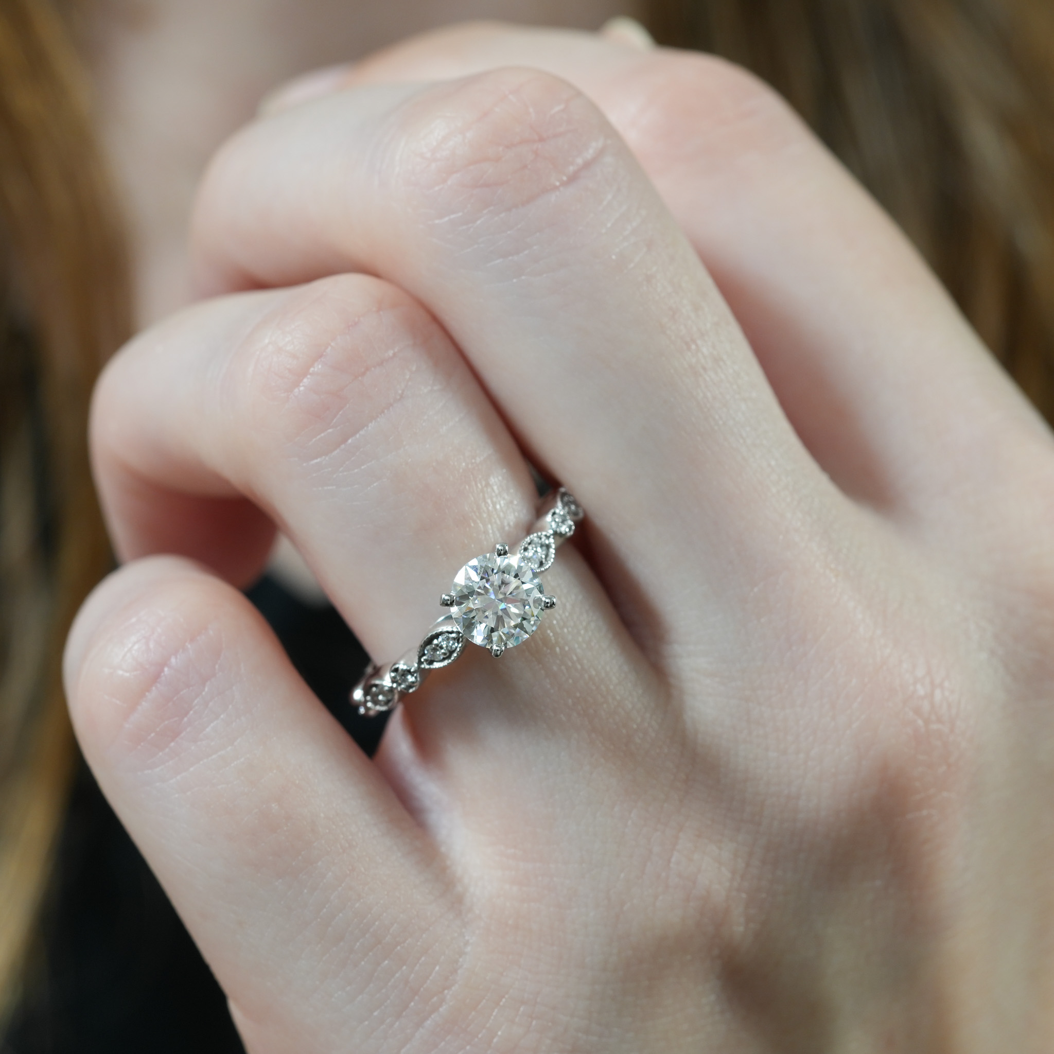 Pandora Engagement Ring - Vintage Marquise and Dot Ring - Do Amore