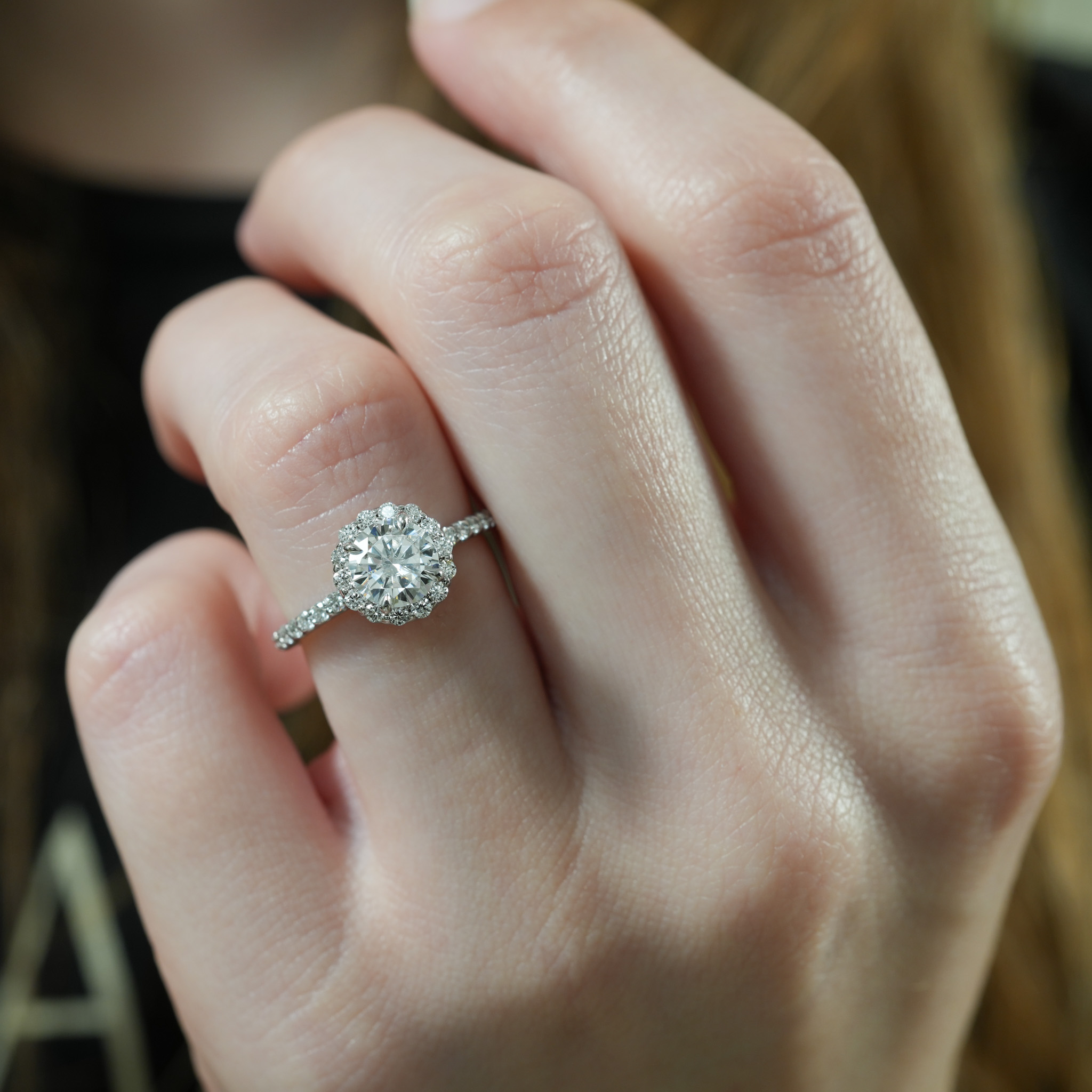 Scalloped Halo Engagement Ring - Elle Halo Ring - Do Amore