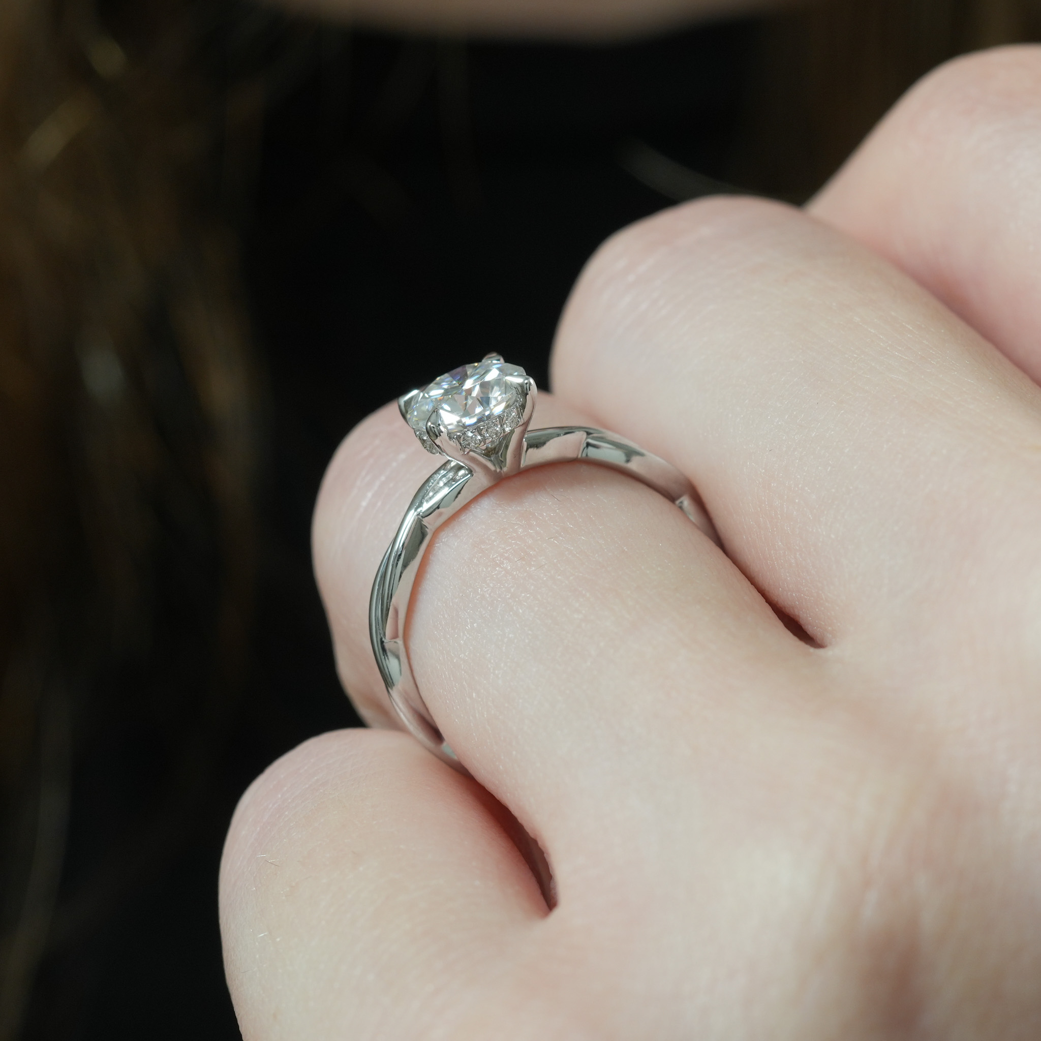 Kyra Ring - Twisted Hidden Halo Engagement Ring - Do Amore