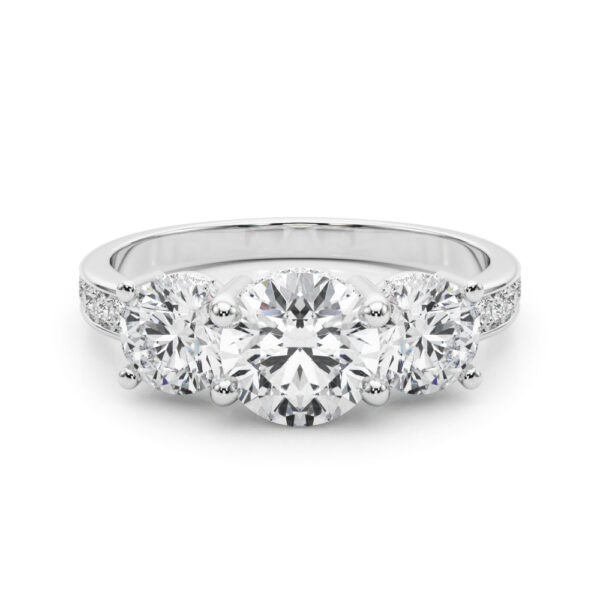 Three Stone Hidden Halo Engagement Ring - Scarlett - Do Amore