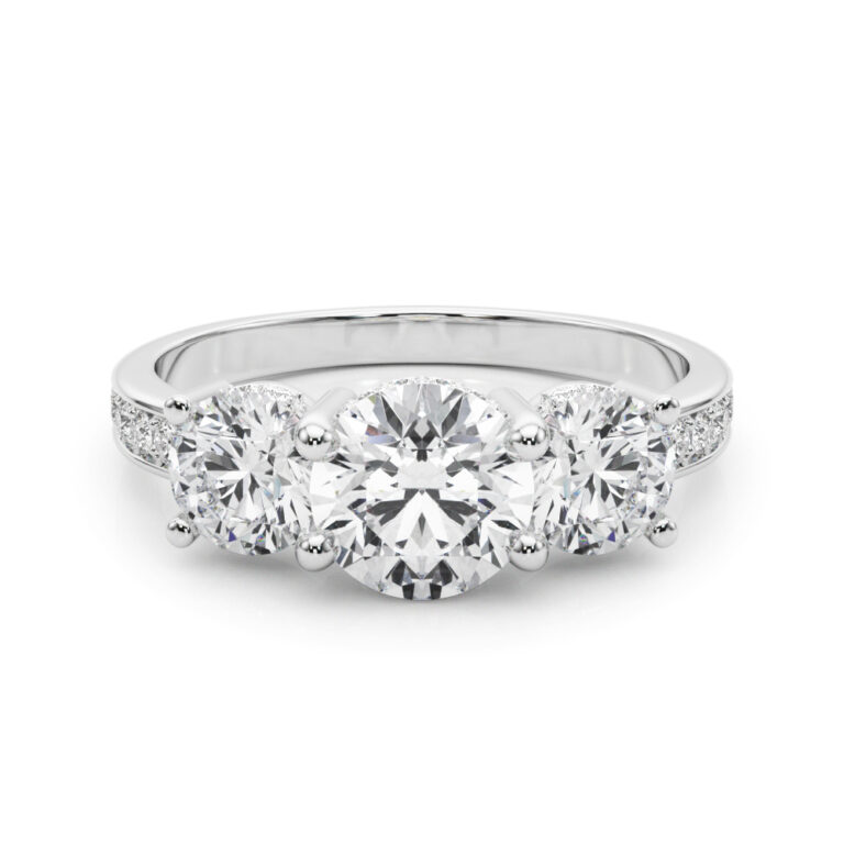 Three Stone Hidden Halo Engagement Ring - Scarlett - Do Amore