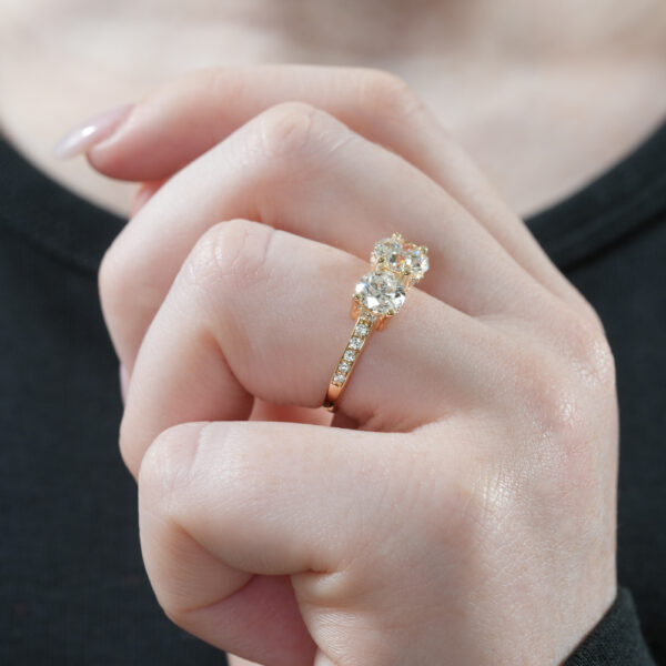 Three Stone Hidden Halo Engagement Ring - Scarlett - Do Amore