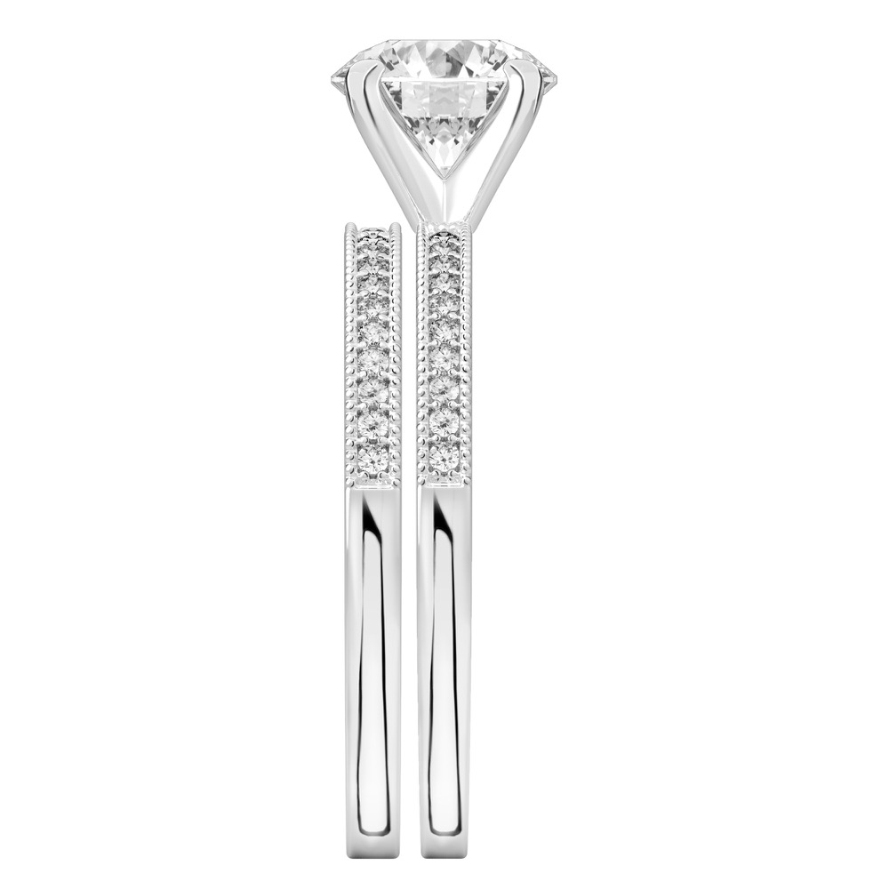 Milgrain Engagement Ring - Petite Milgrain Diamond Ring - Do Amore