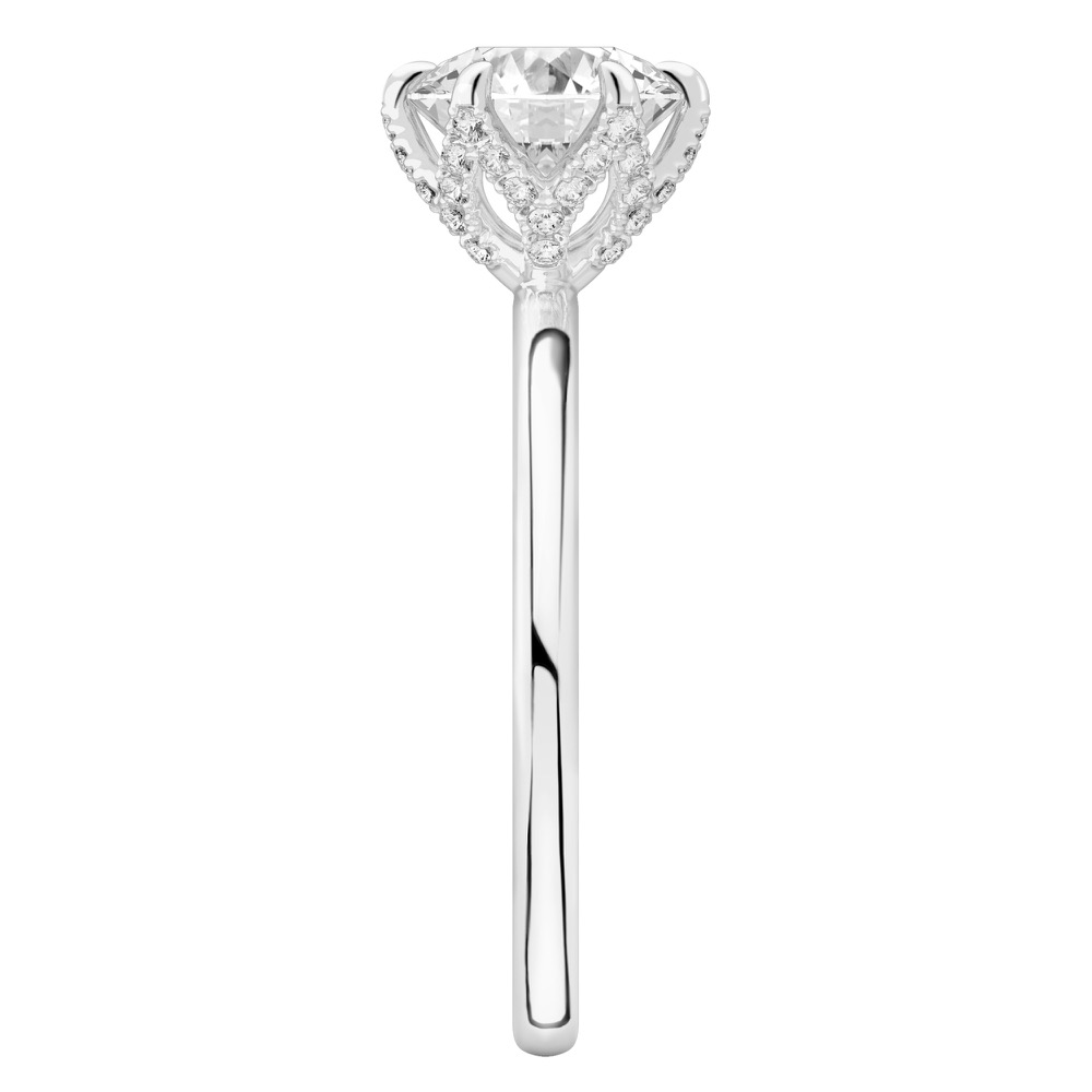 Pave Petal Prong Engagement Ring - Fleur - Do Amore